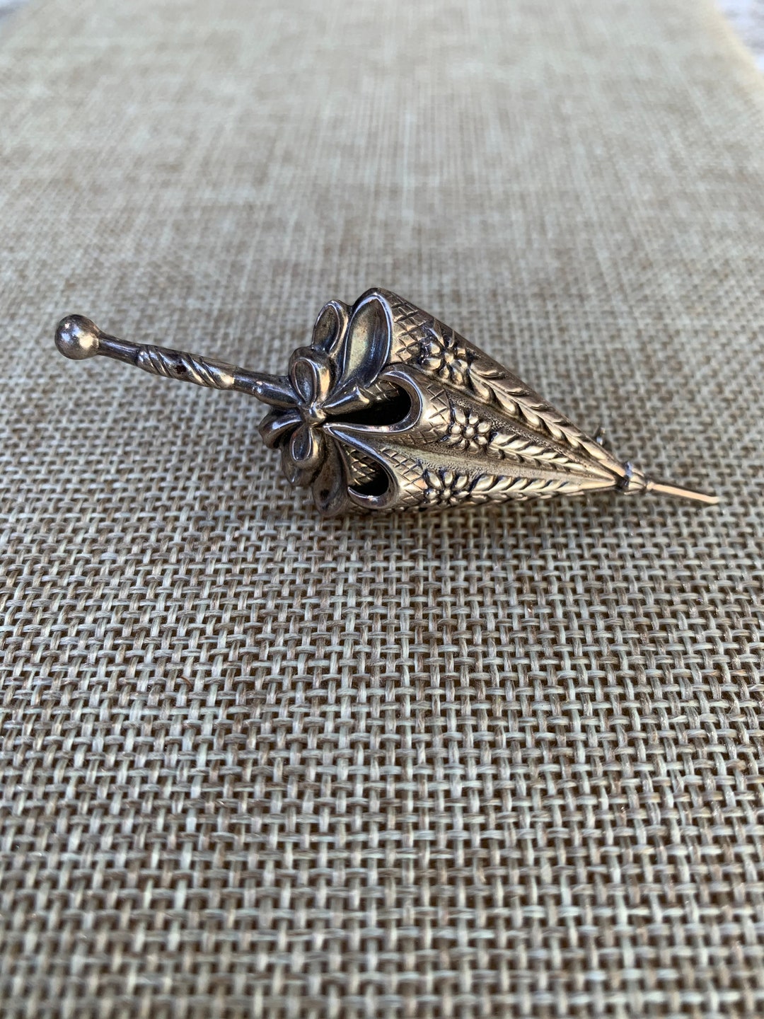 Vintage Lang Sterling Silver Parasol Brooch, Floral Decoration - Etsy