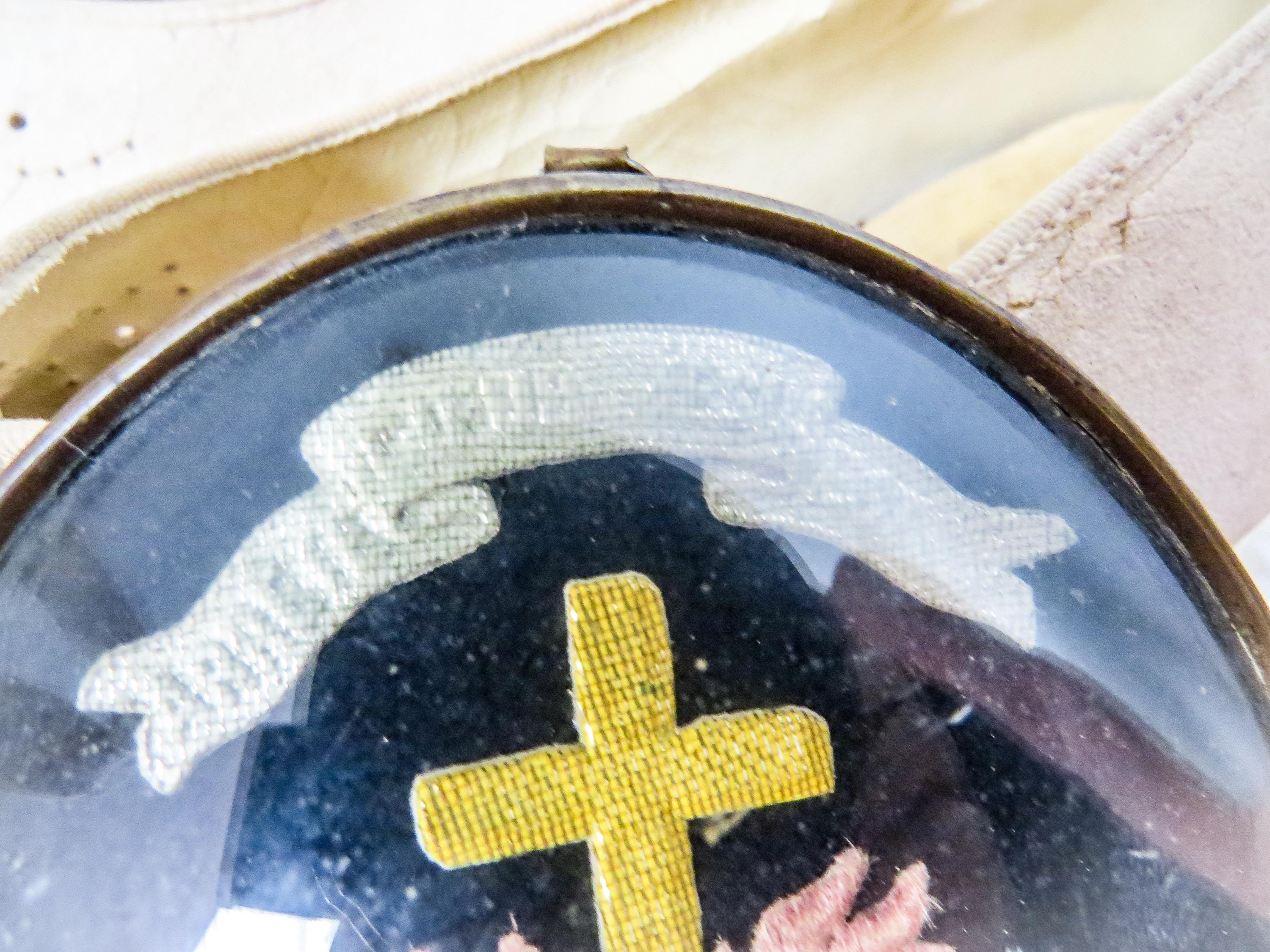 French Antique Bleeding Heart Reliquary, Silk Heart, Gold Cross ...
