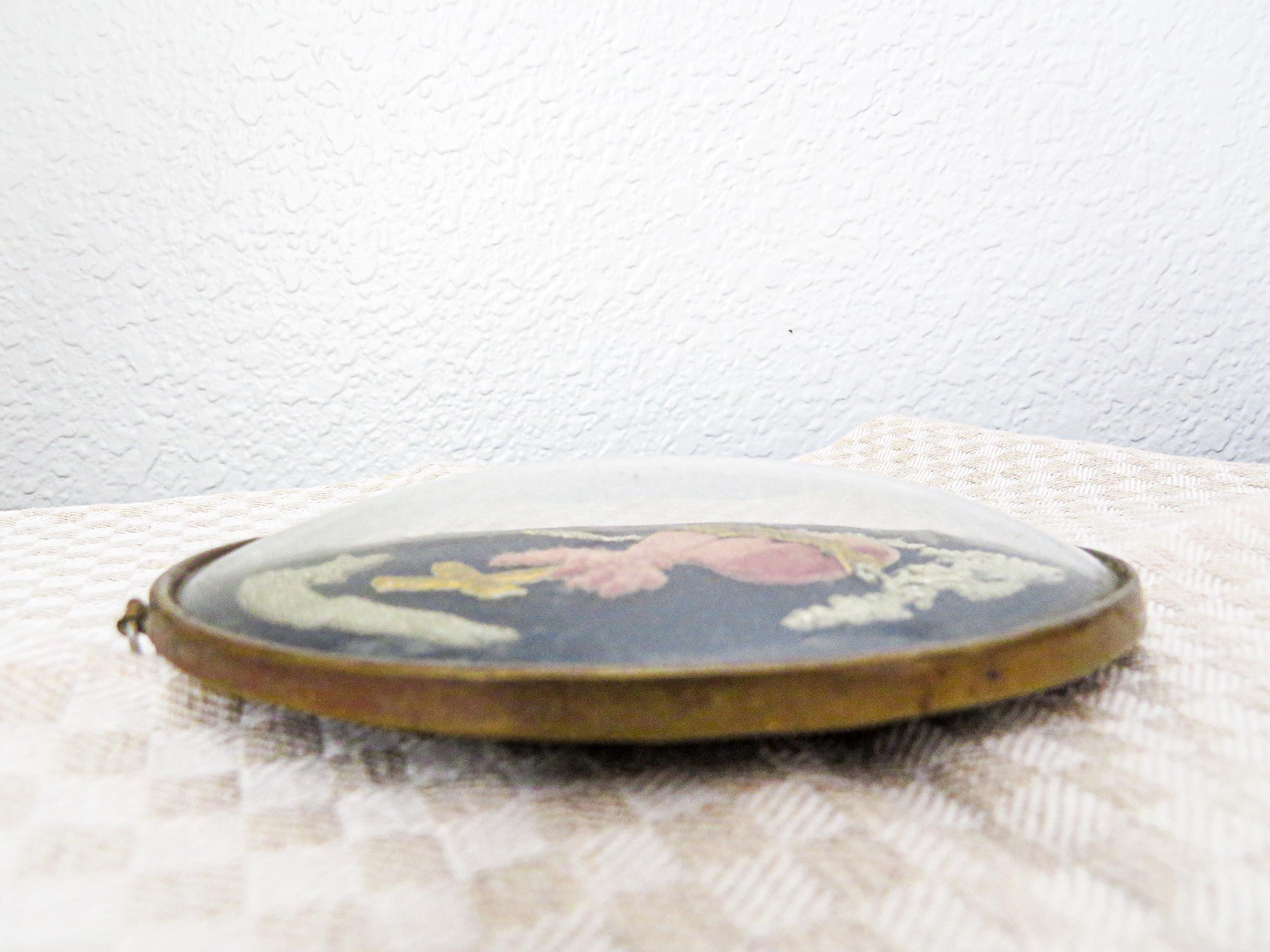 French Antique Bleeding Heart Reliquary, Silk Heart, Gold Cross ...