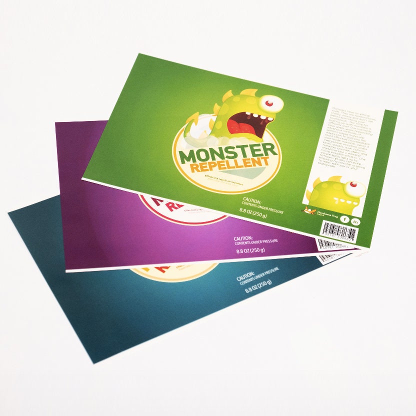 Monster Spray Repellent Labels Printable Set - Etsy