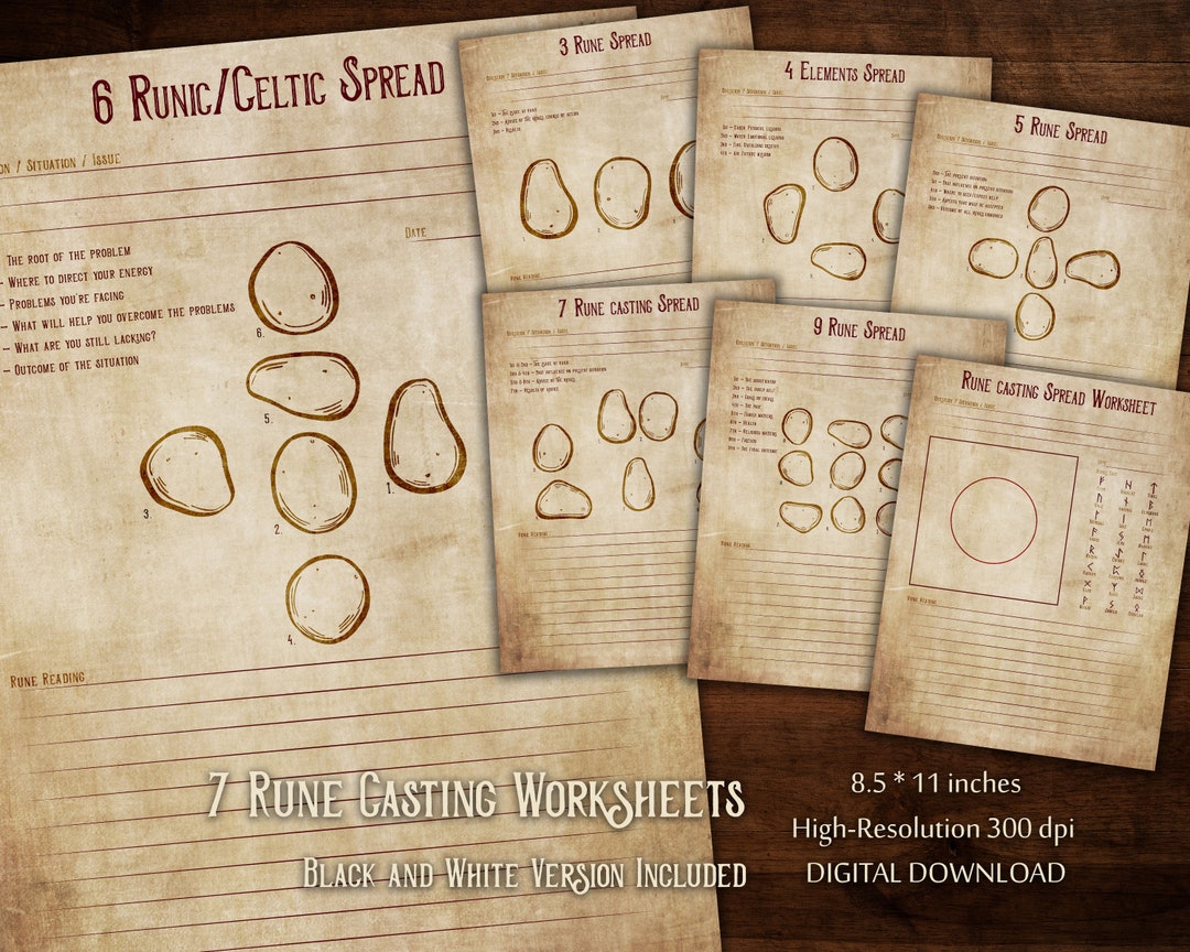 Runestones Casting Spreads Worksheet. Seven Rune Stone Casting ...