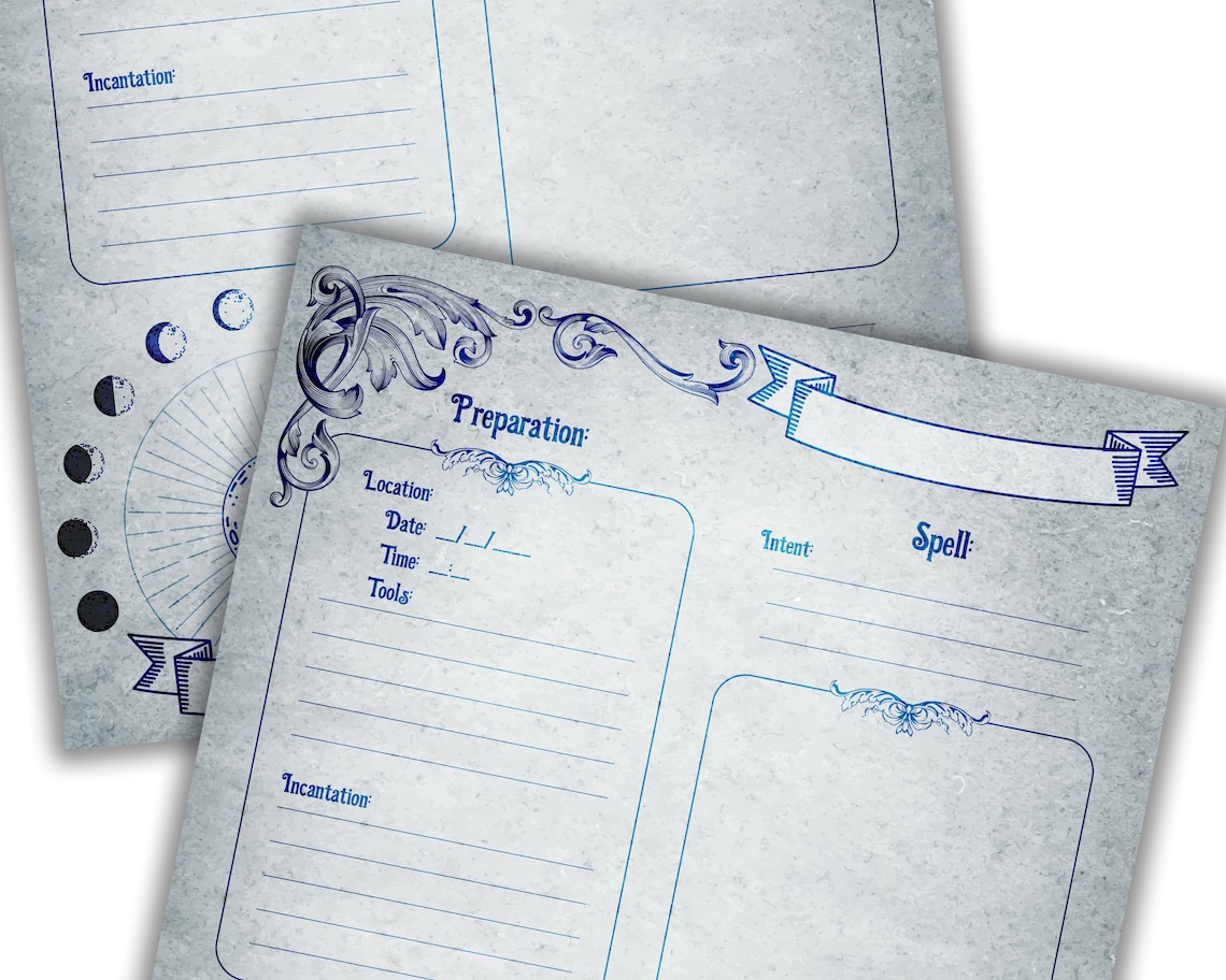 Moon Magick Spell Template Printable PDF Blank Grimoire | Etsy