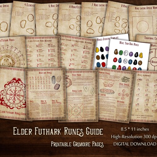 Elder Futhark Runes Stone Casting and Reading Guide Pack. | Etsy