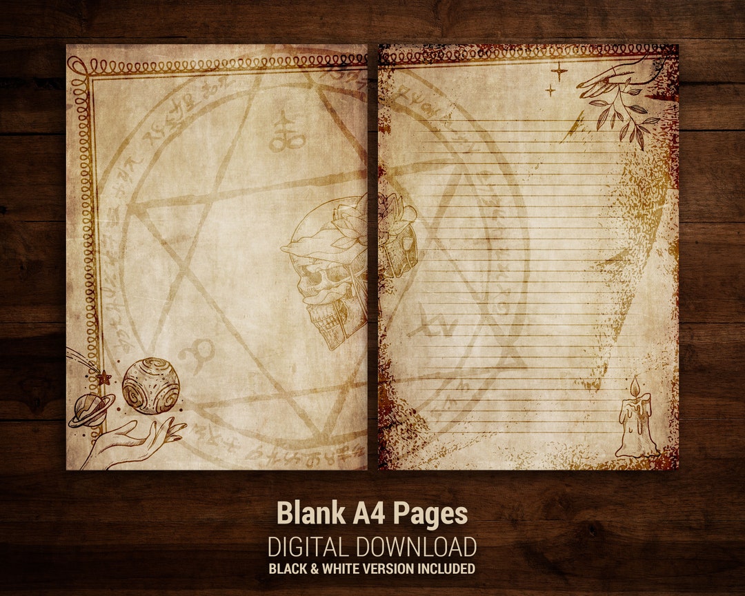 Mystic Cranium Printable A4 Digital Paper. Magick, Skull, & Mystical ...