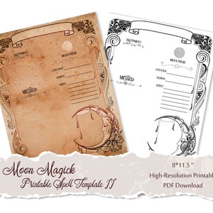 Moon Magick Spell Ritual Template Printable PDF Grimoire - Etsy UK
