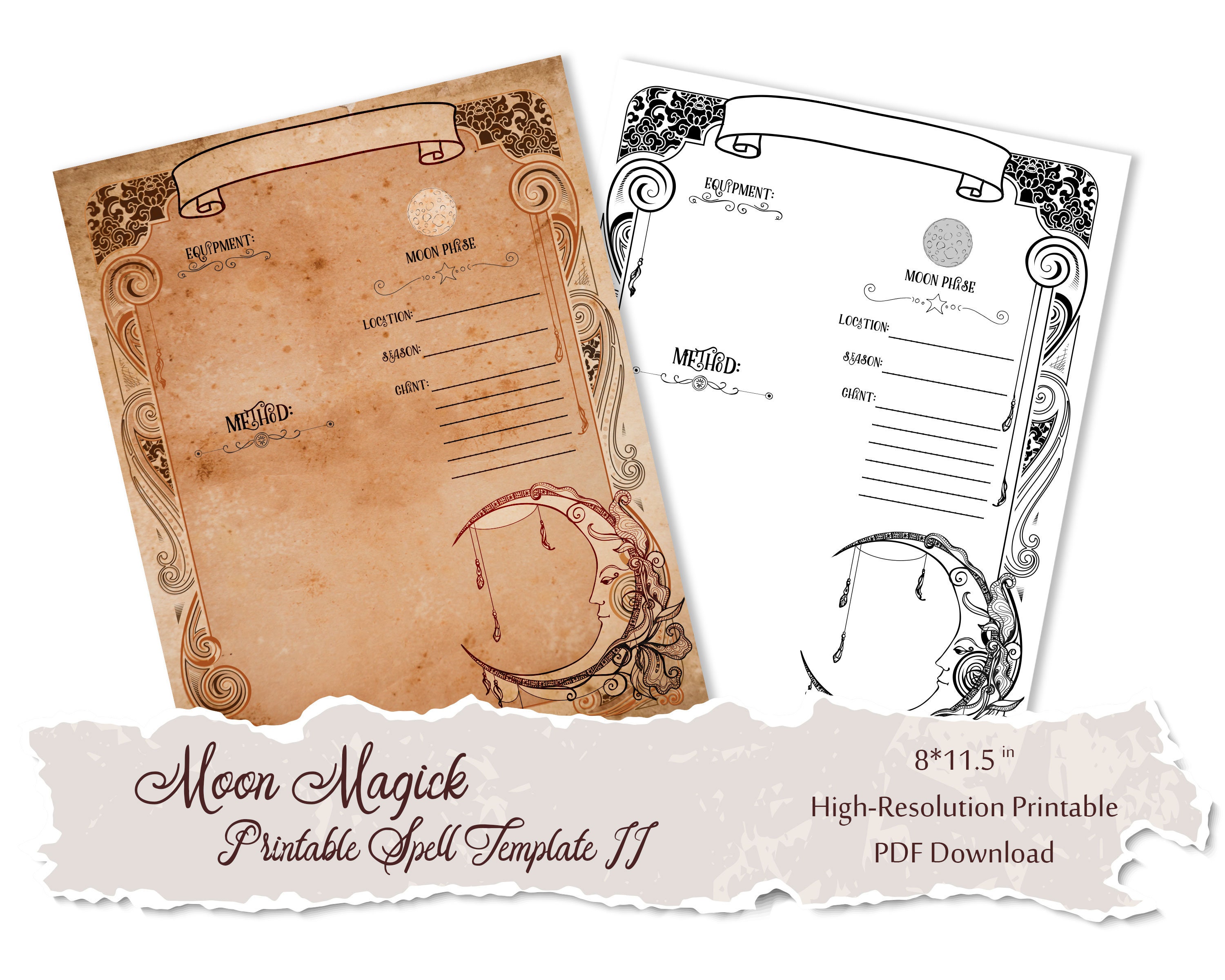 Moon Magick Spell Ritual Template Printable PDF Grimoire | Etsy UK