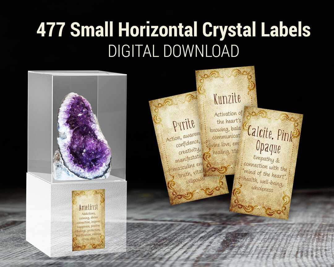 477 SMALL Vertical Crystal Labels with Wiccan Magical Uses and - Etsy ...