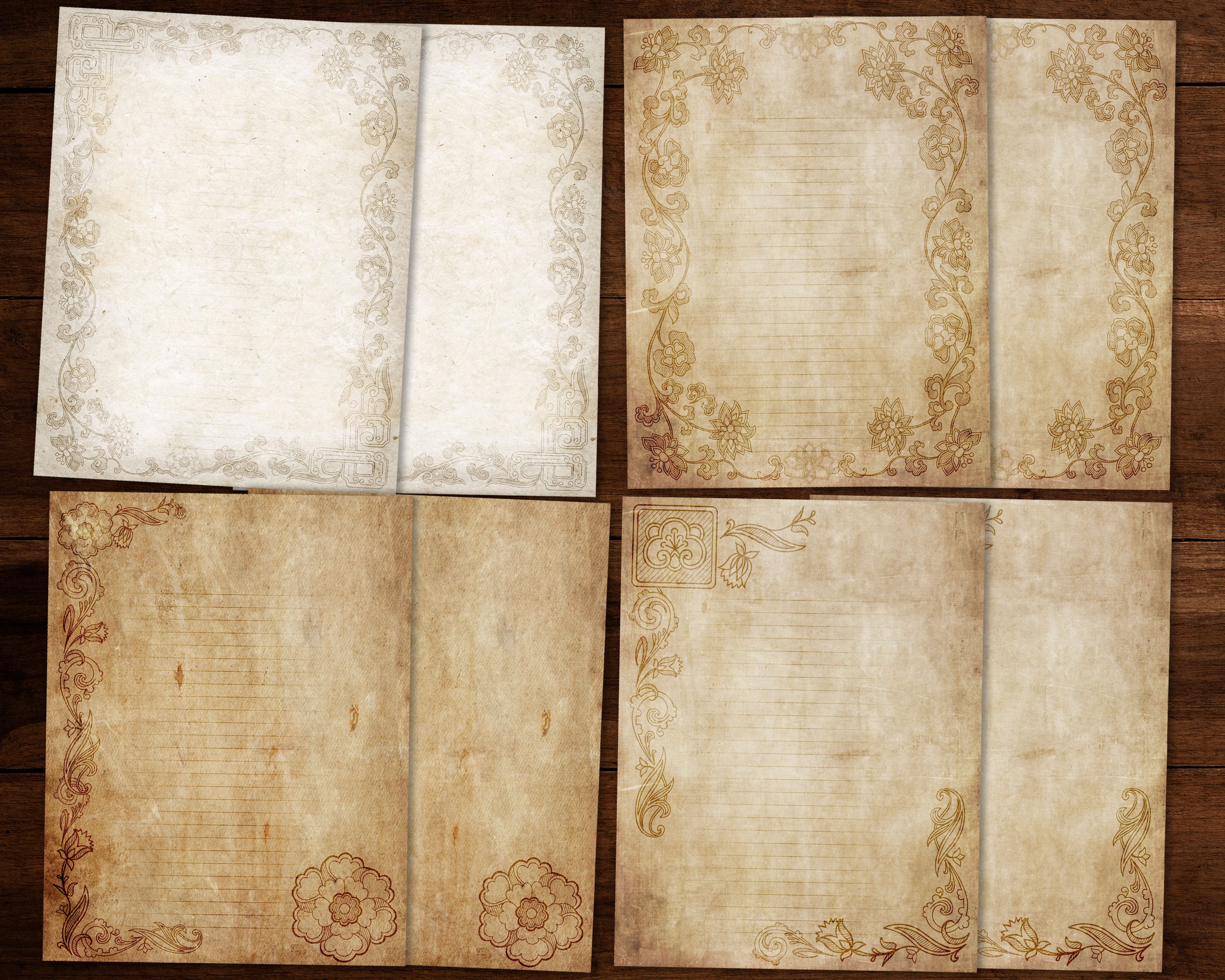 Floral Grimoire Blank Pages. Book of Shadows Template Pack. - Etsy