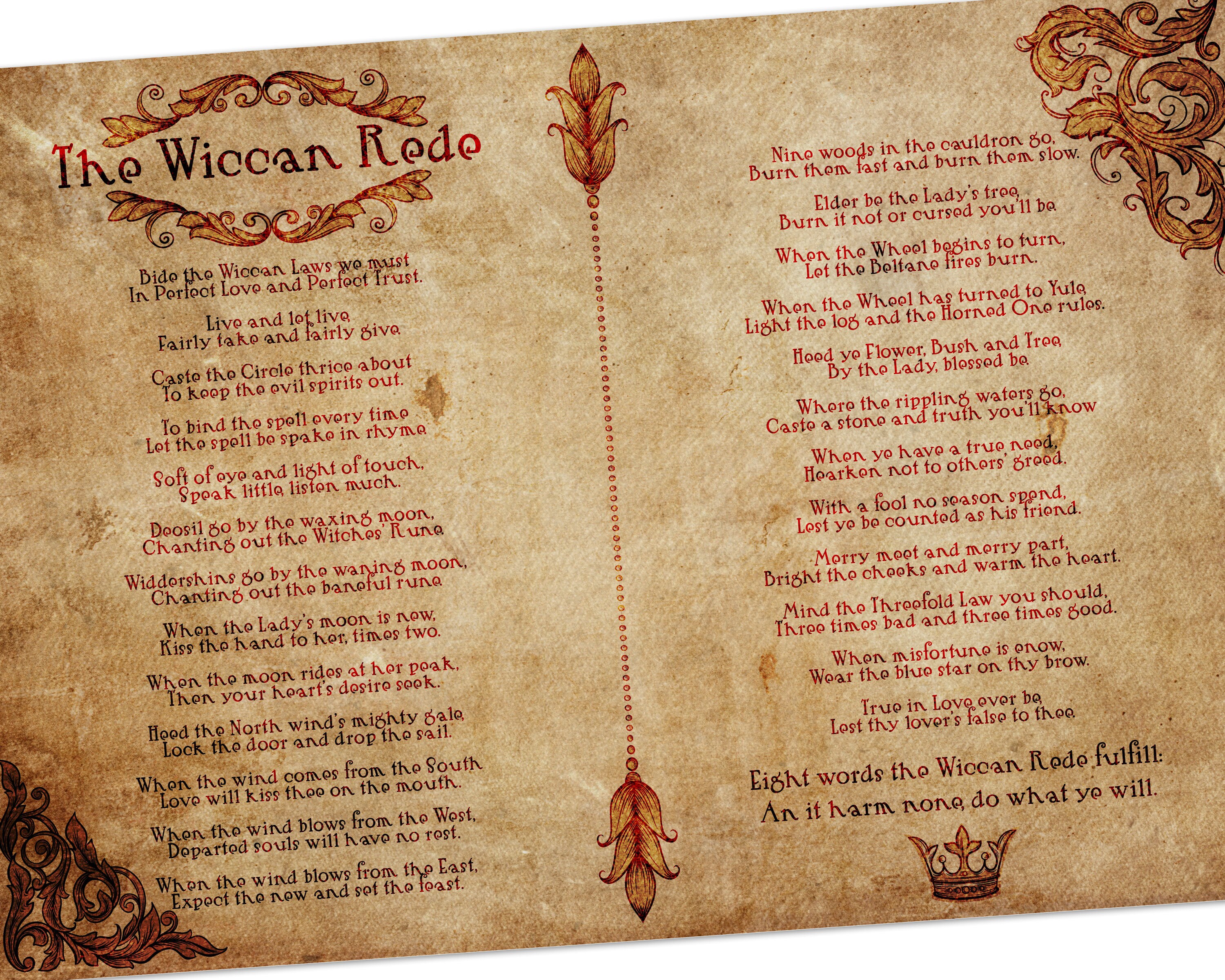 Wiccan Rede A5 Double Phyllis Gwen Thompson's Long Version - Etsy Australia