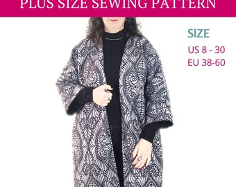 Kimono Pattern PDF, Kimono Sewing Pattern, Plus Size Kimono, Digital ...