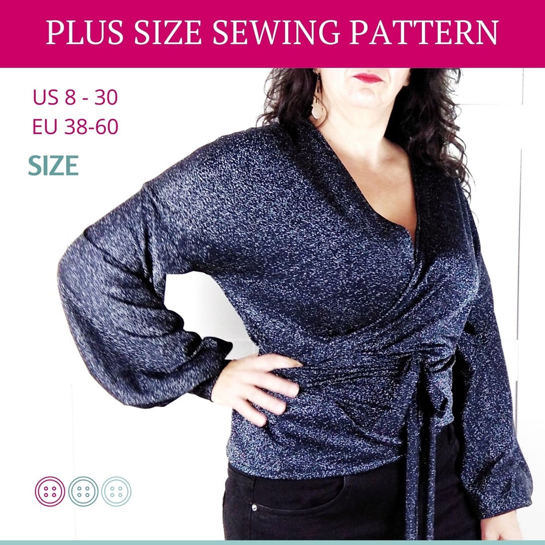 Wrap Top Sewing Pattern, Plus Size Pattern, Wrapover Top Pattern, Plus ...