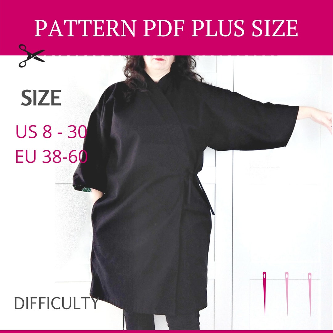 Plus Size Kimono PDF Pattern, Kimono Sewing Pattern, Kimono Pattern PDF ...