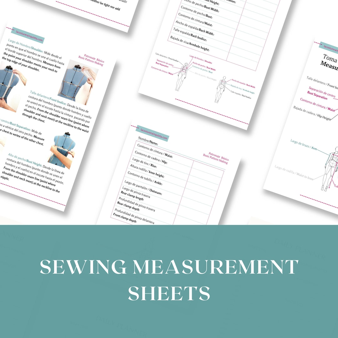 Sewing Measurement Sheets, Measurement Sheets Woman, Learn to Sew ...