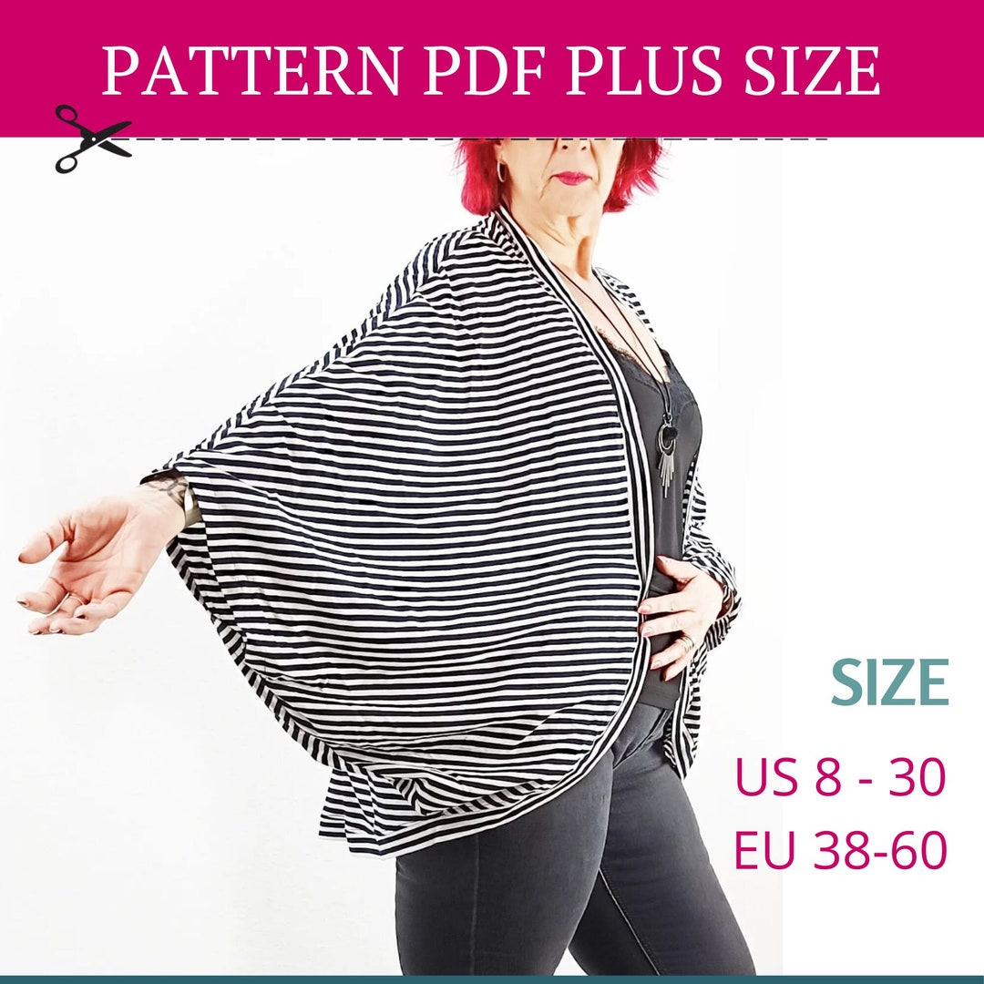 Cocoon Cardigan Sewing Pattern, Cocoon Coat Pattern, Plus Size Pattern ...