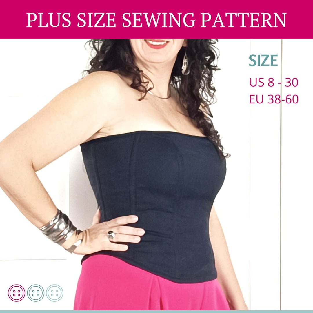 Strapless Corset Sewing Pattern, Plus Size Corset Pattern, Pattern ...