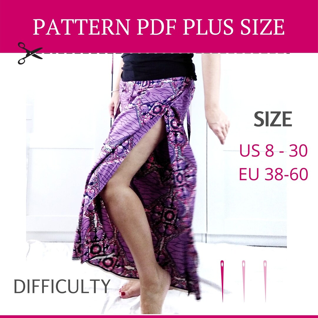 Plus Size Wrap Pants Sewing Pattern, PDF Pattern Pants for Sewing ...