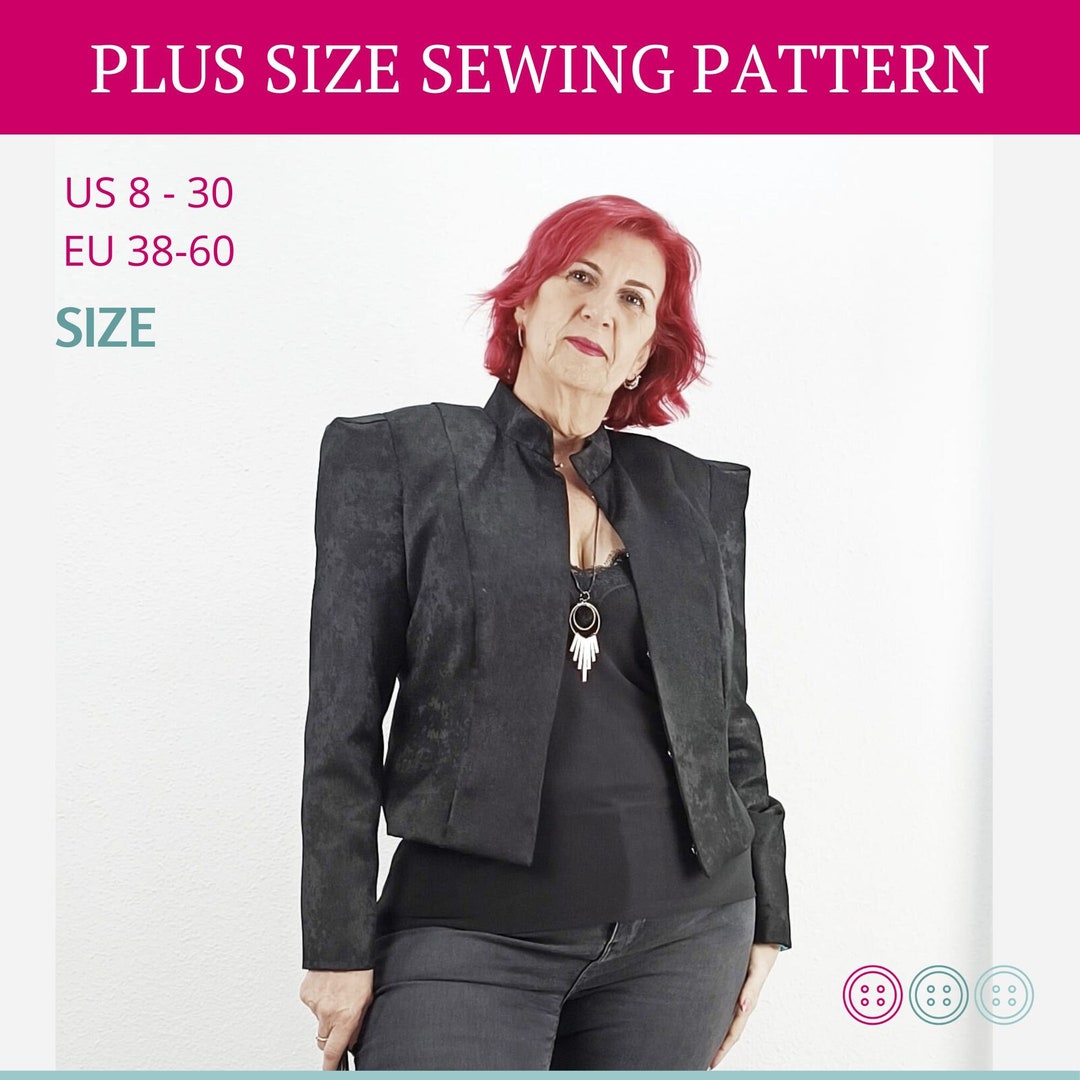 Jacket Sewing Pattern, Plus Size Pattern, Plus Size Blazer Pattern ...