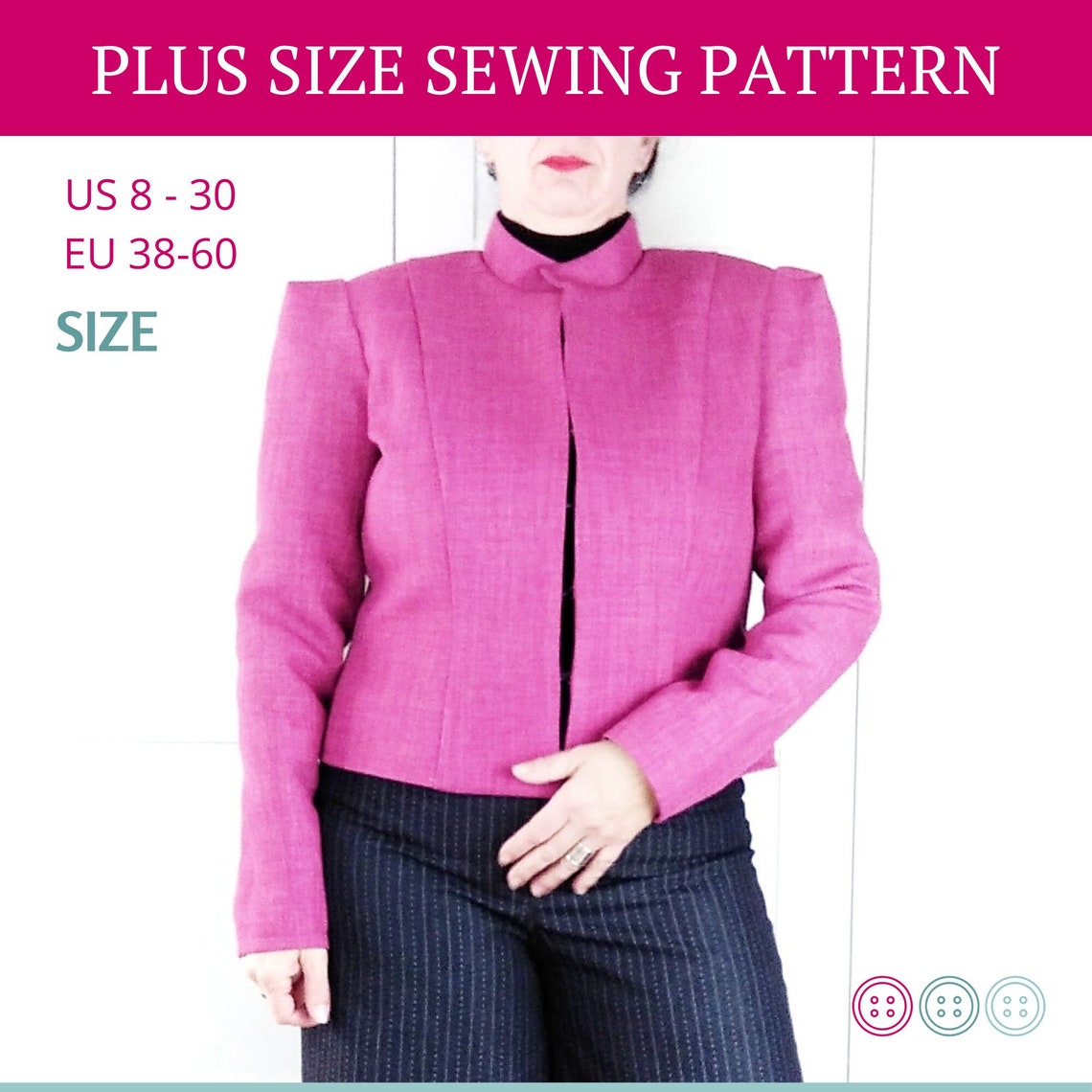 Jacket Sewing Pattern, Plus Size Pattern, Plus Size Blazer Pattern ...