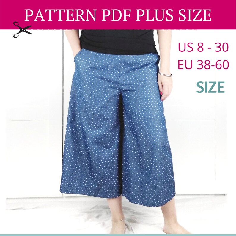 Pants Sewing Pattern Culottes Plus Size Pattern Plus Size - Etsy