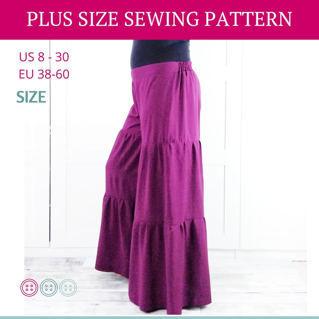 Boho Tiered Pants Pattern, Plus Size Pattern, Boho Pants Pattern ...