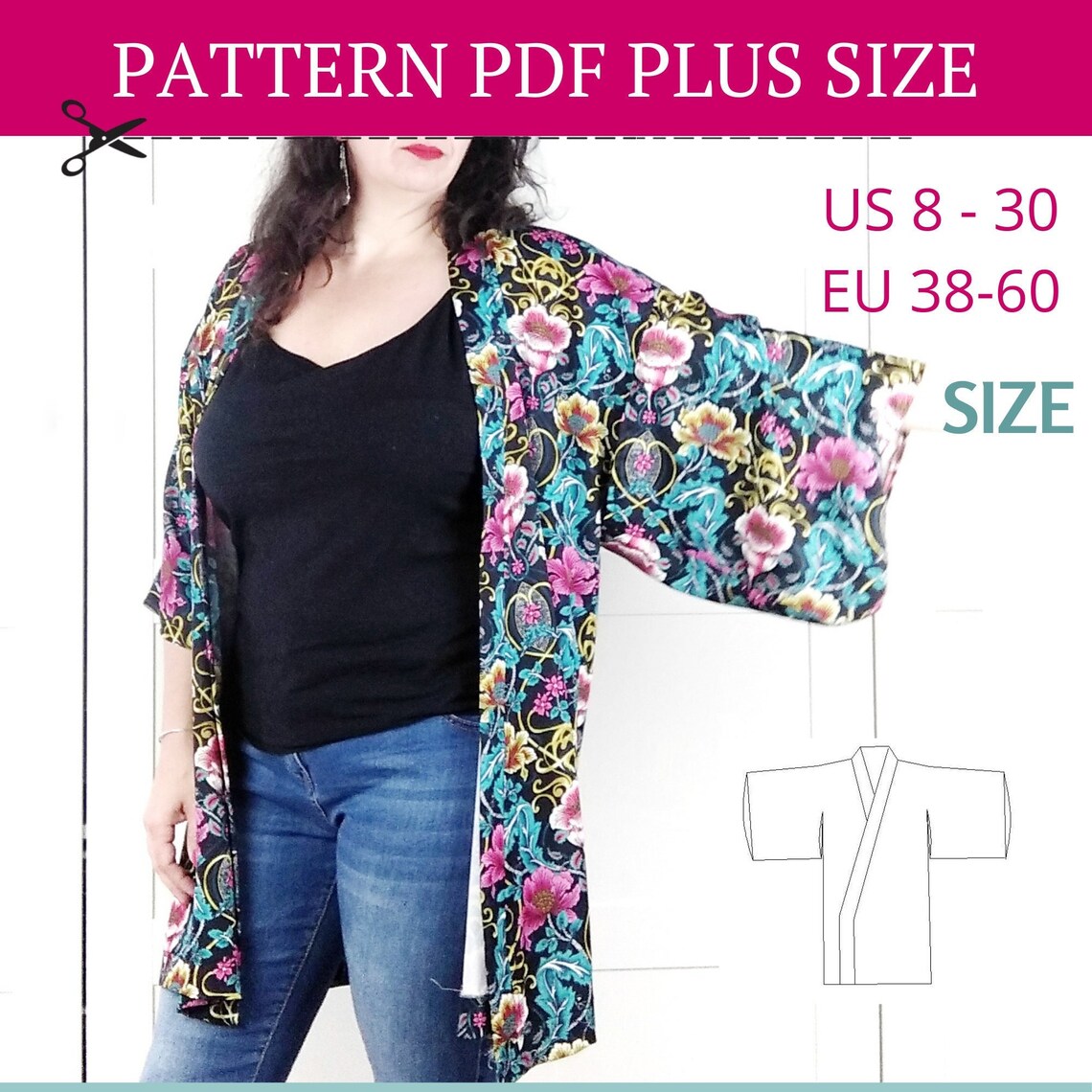 Plus Size Kimono Pattern Women Kimono Pattern Plus Size - Etsy
