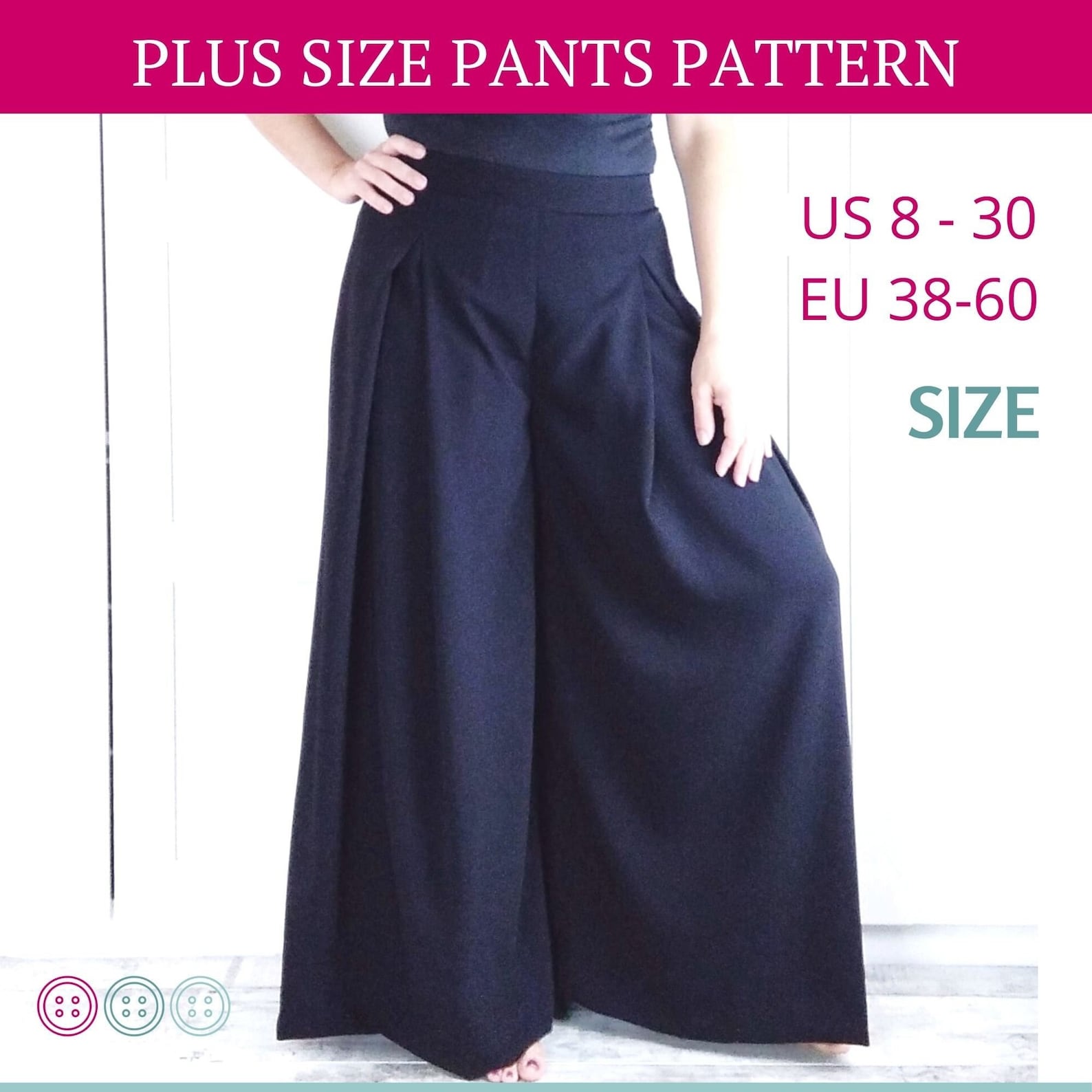 Wide Leg Pants Plus Size Pattern Plus Size Sewing Pattern | Etsy