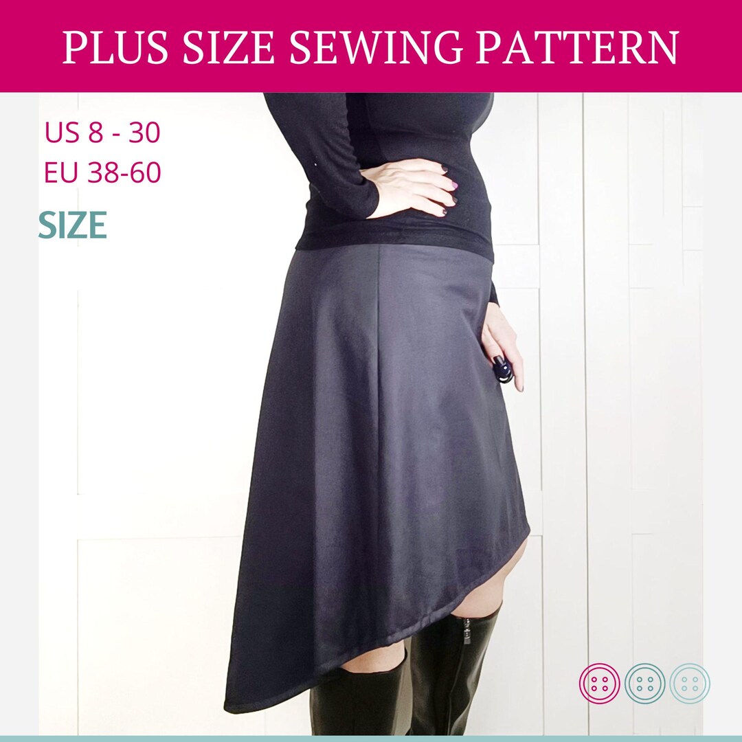 High Low Skirt Pattern, Skirt Sewing Patterns, Plus Size Pattern, Full ...