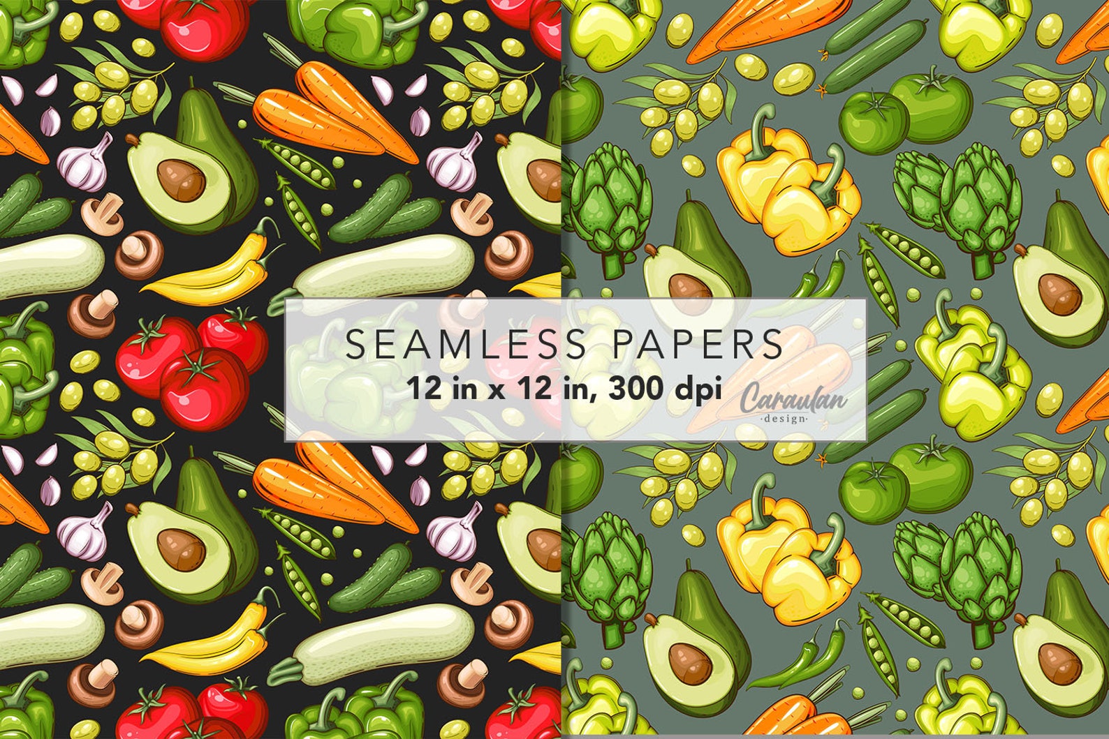 Vegetables Digital Paper, Veggies Papers, Farmers Scrapbook Paper ...