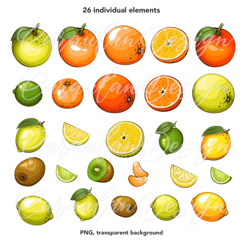 Fruits Clipart, Citrus Fruit Clipart, Lemons PNG, Fruits Illustration ...