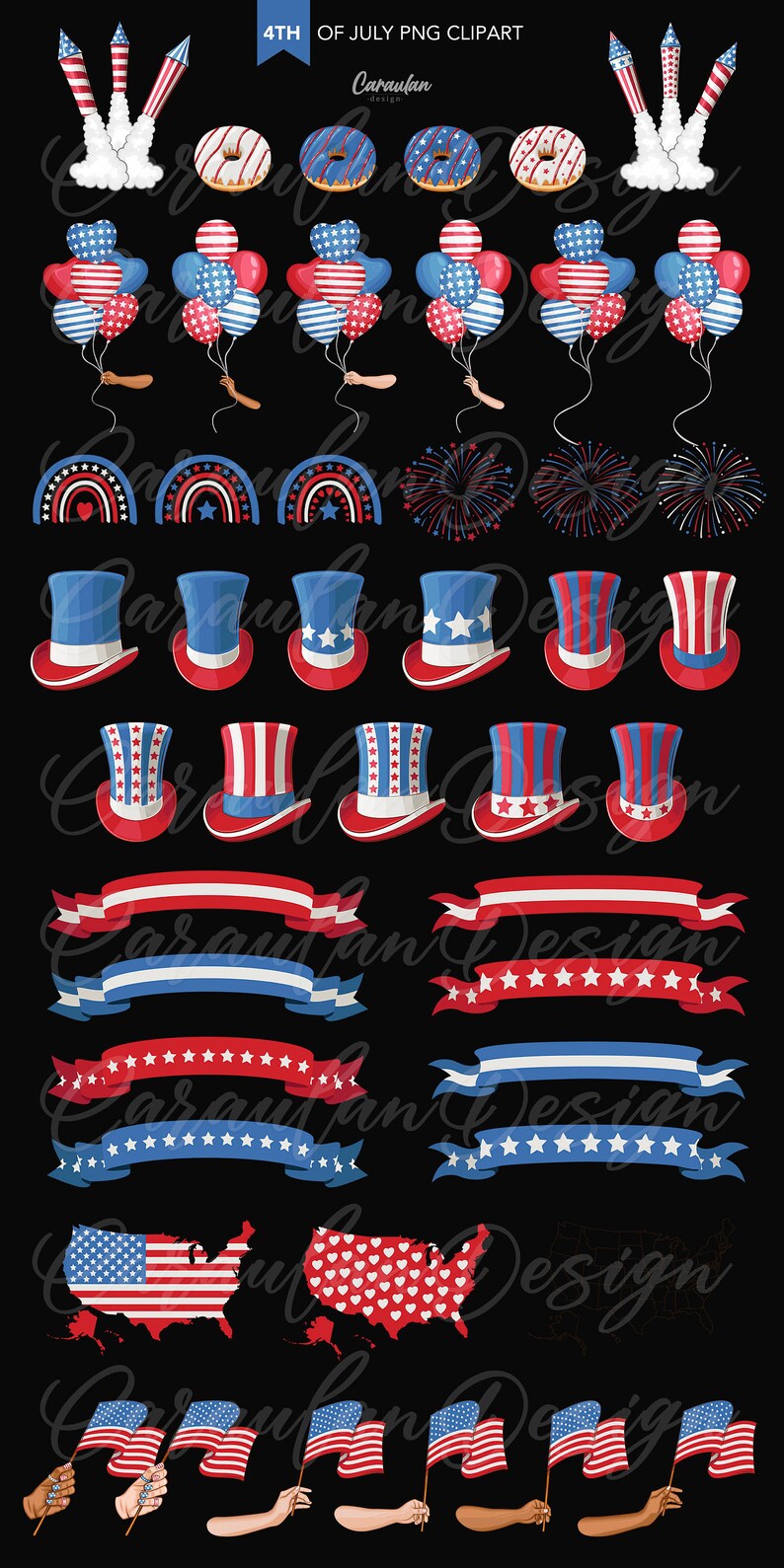 4th of July Clipart, Independence Day Clipart, Patriotic Clipart ...