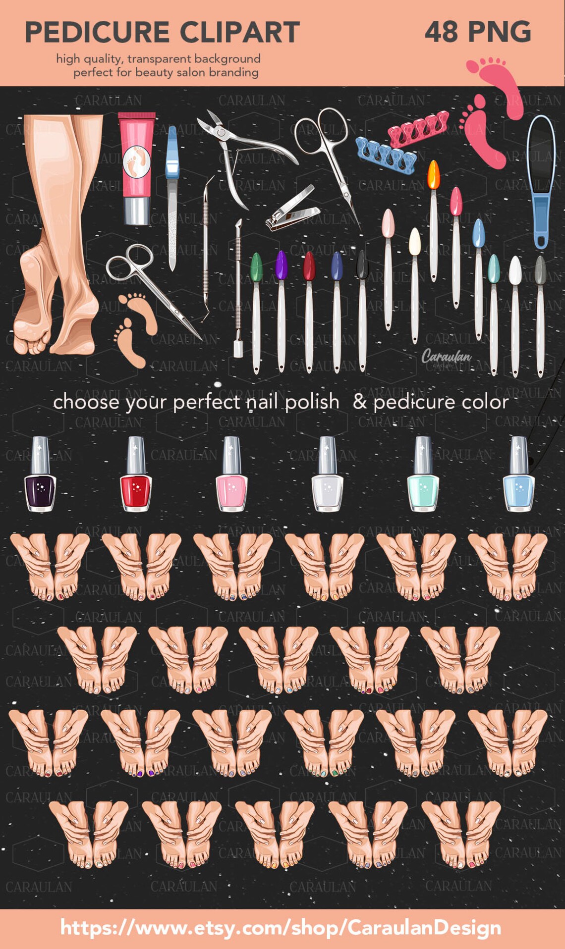 Nails Clipart Pedicure Clipart Nail Tech Logo Nail Salon - Etsy