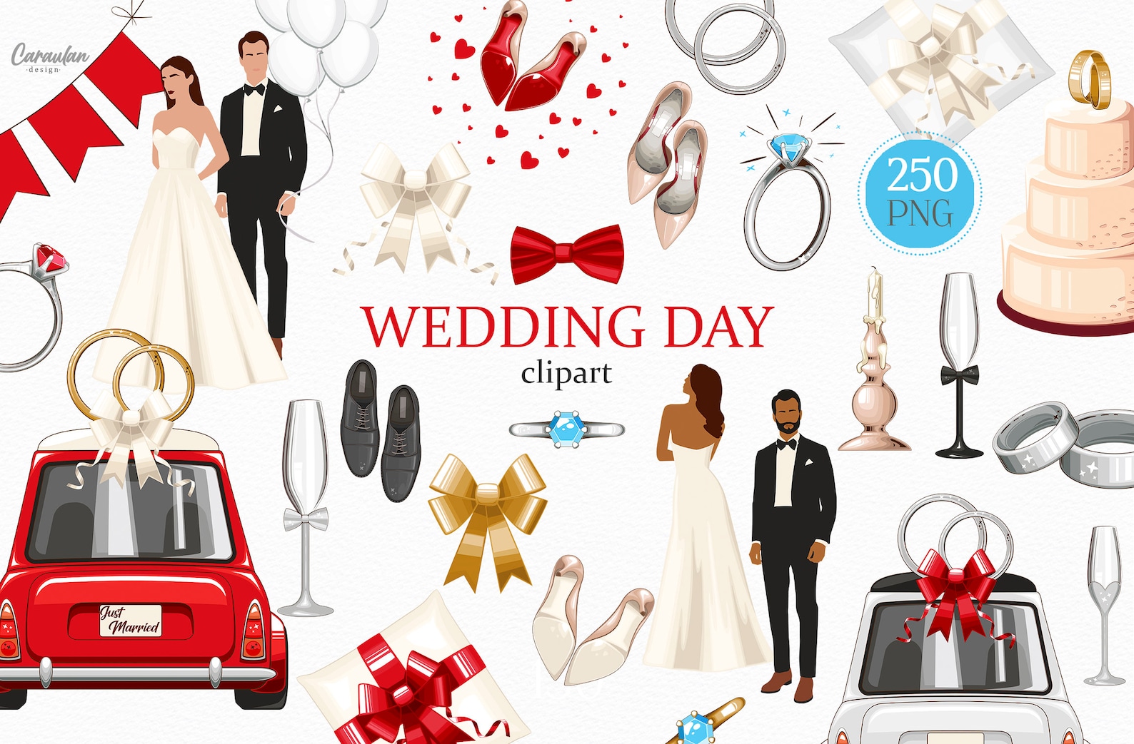 Wedding Day Clipart, Bride and Groom, Save the Date Clipart, Engagement ...