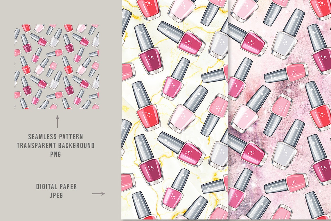Nail Polish Digital Papers, Nail Tech Paper, Manicure Printable Paper ...