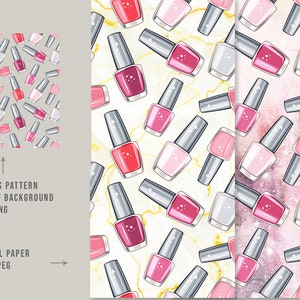 Nail Polish Digital Papers, Nail Tech Paper, Manicure Printable Paper ...