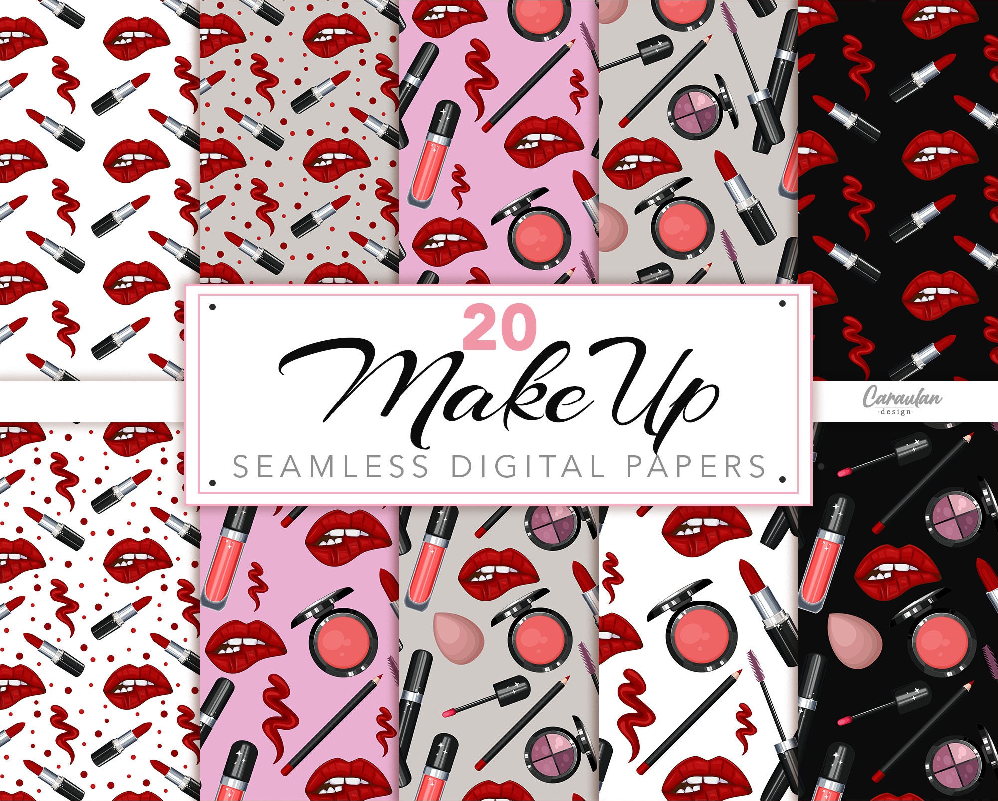 Makeup Digital Papers, Makeup Printable Paper, Makeup Background Paper ...
