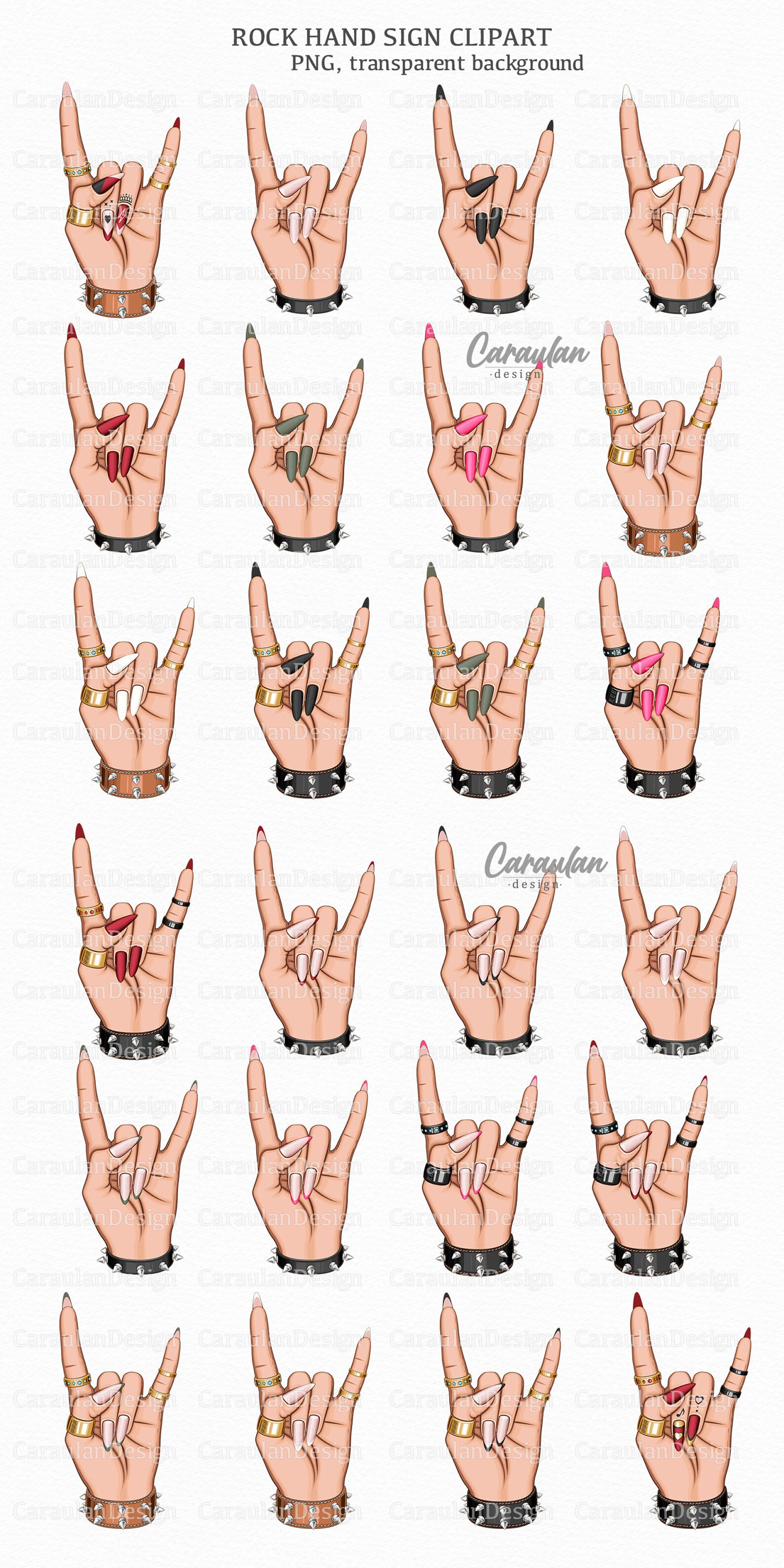 Hand Rock Sign, Manicure Clipart, Woman Hand Rock Gesture, Devil Horns ...