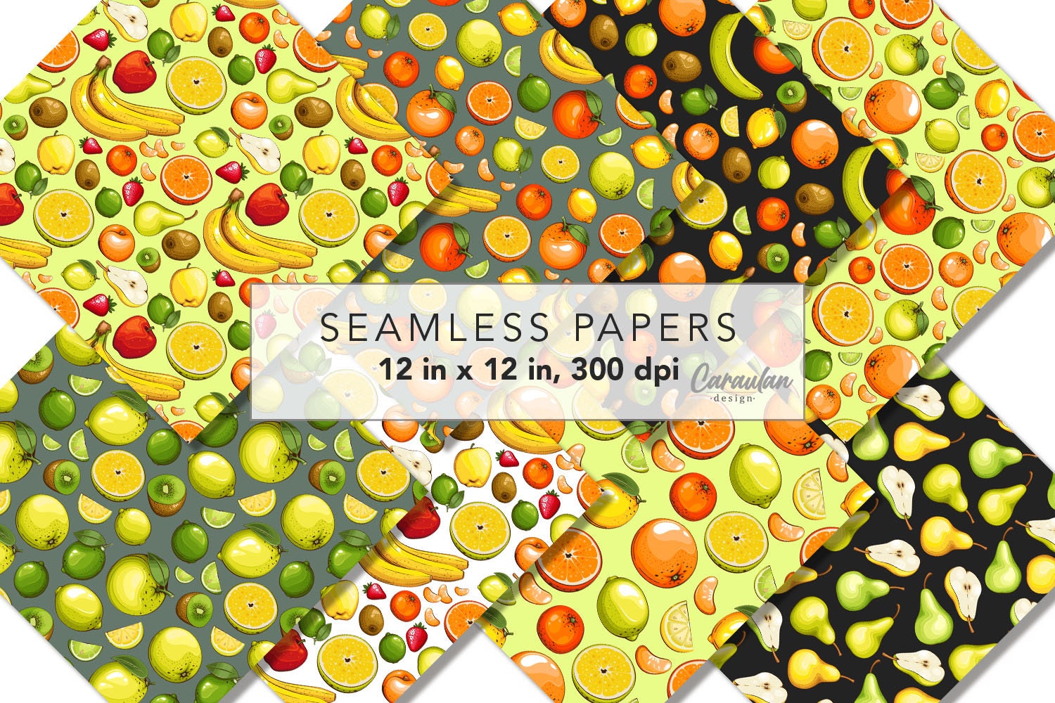 FRUITS Digital Paper, Fruits Papers, Citrus Scrapbook Paper, Vegan Food ...