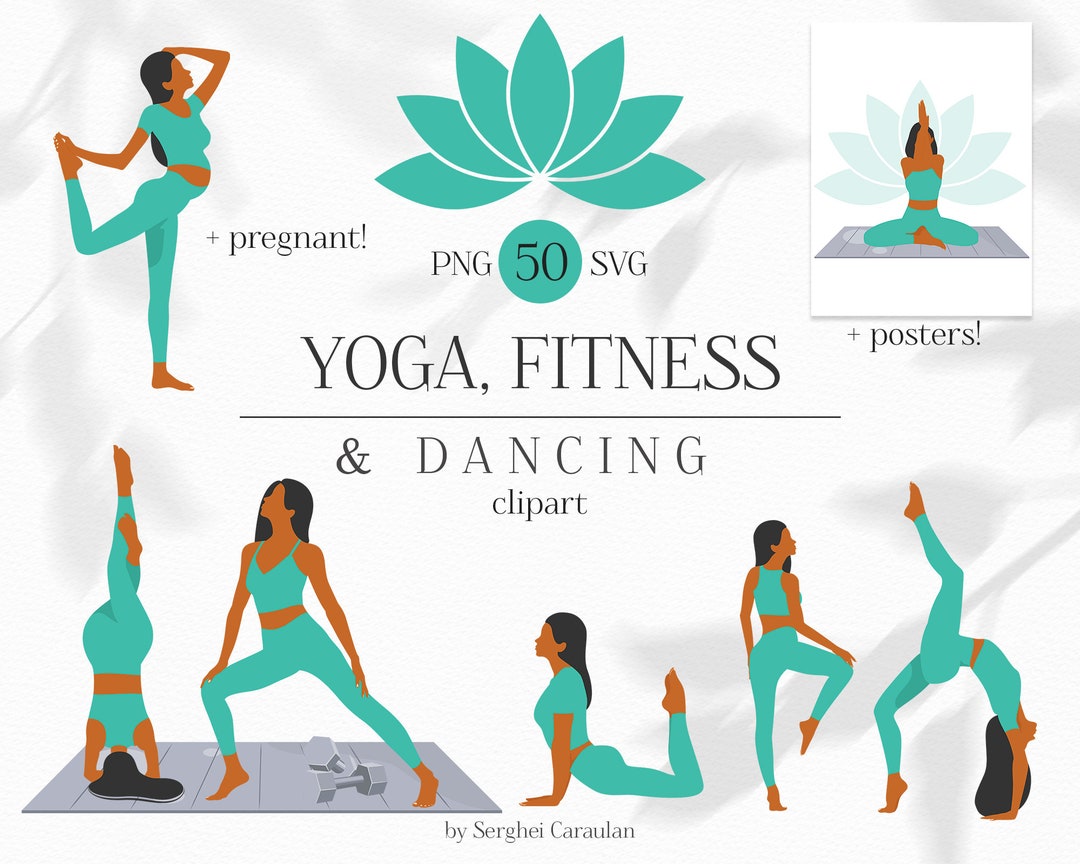 Fitness Clipart, Women Yoga Clipart, Yoga Girls, Female Sport, Sports ...