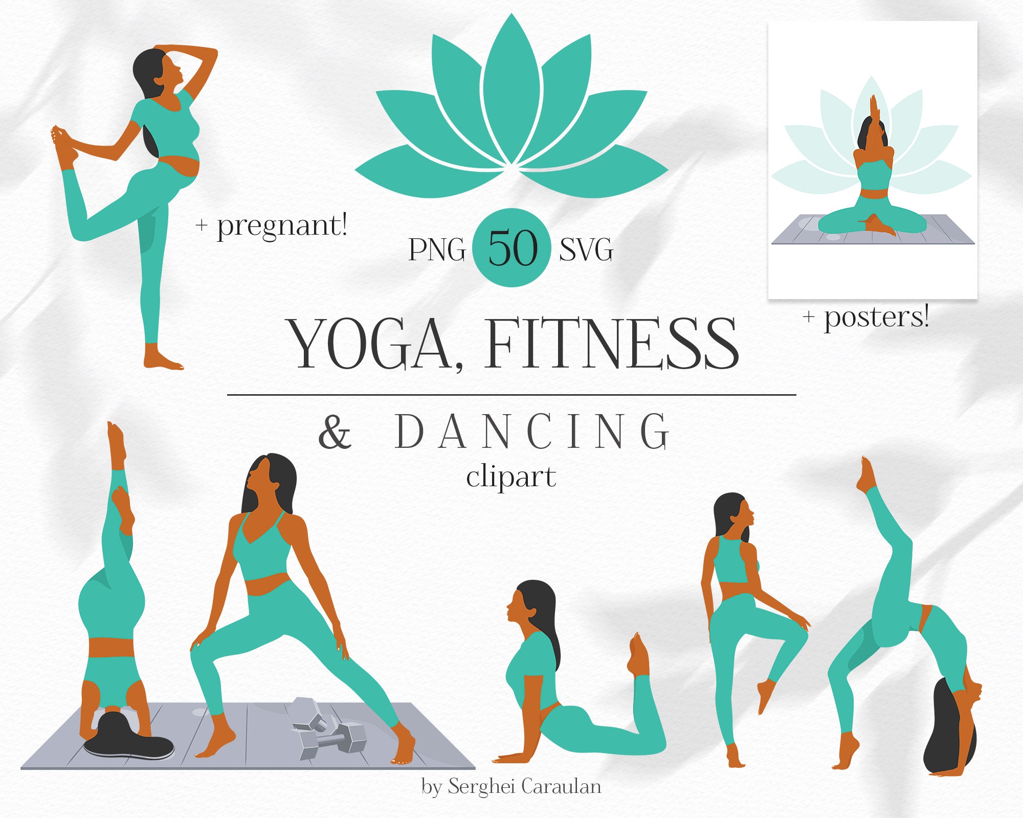 Fitness Clipart, Women Yoga Clipart, Yoga Girls, Female Sport, Sports ...