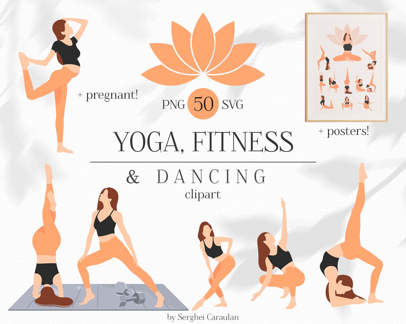 Fitness Clipart, Women Yoga Clipart, Yoga Girls, Female Sport, Sports ...