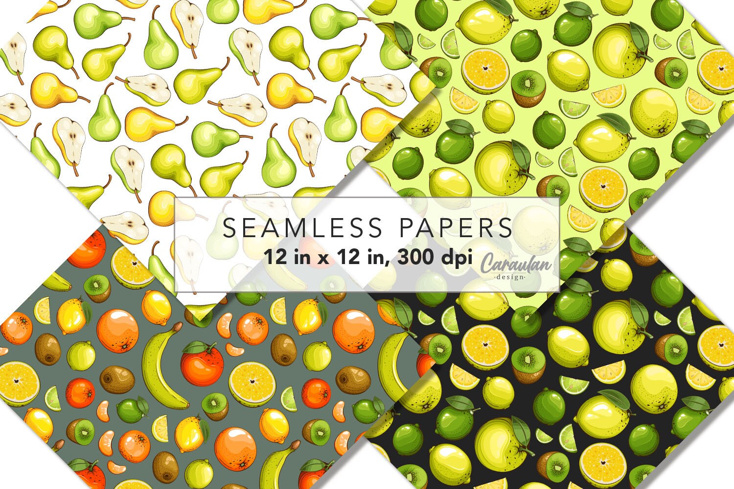 FRUITS Digital Paper, Fruits Papers, Citrus Scrapbook Paper, Vegan Food ...