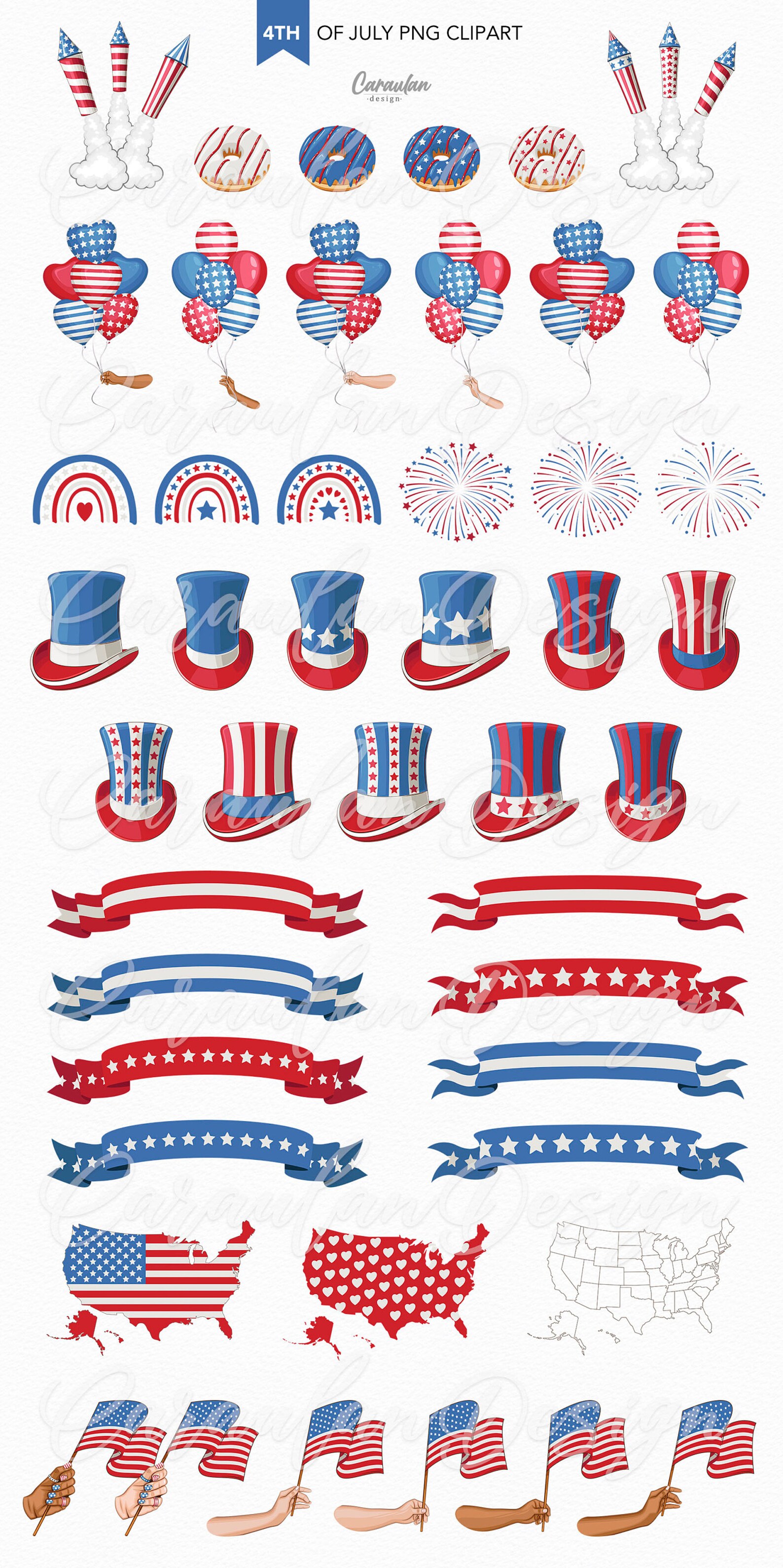 4th of July Clipart, Independence Day Clipart, Patriotic Clipart ...