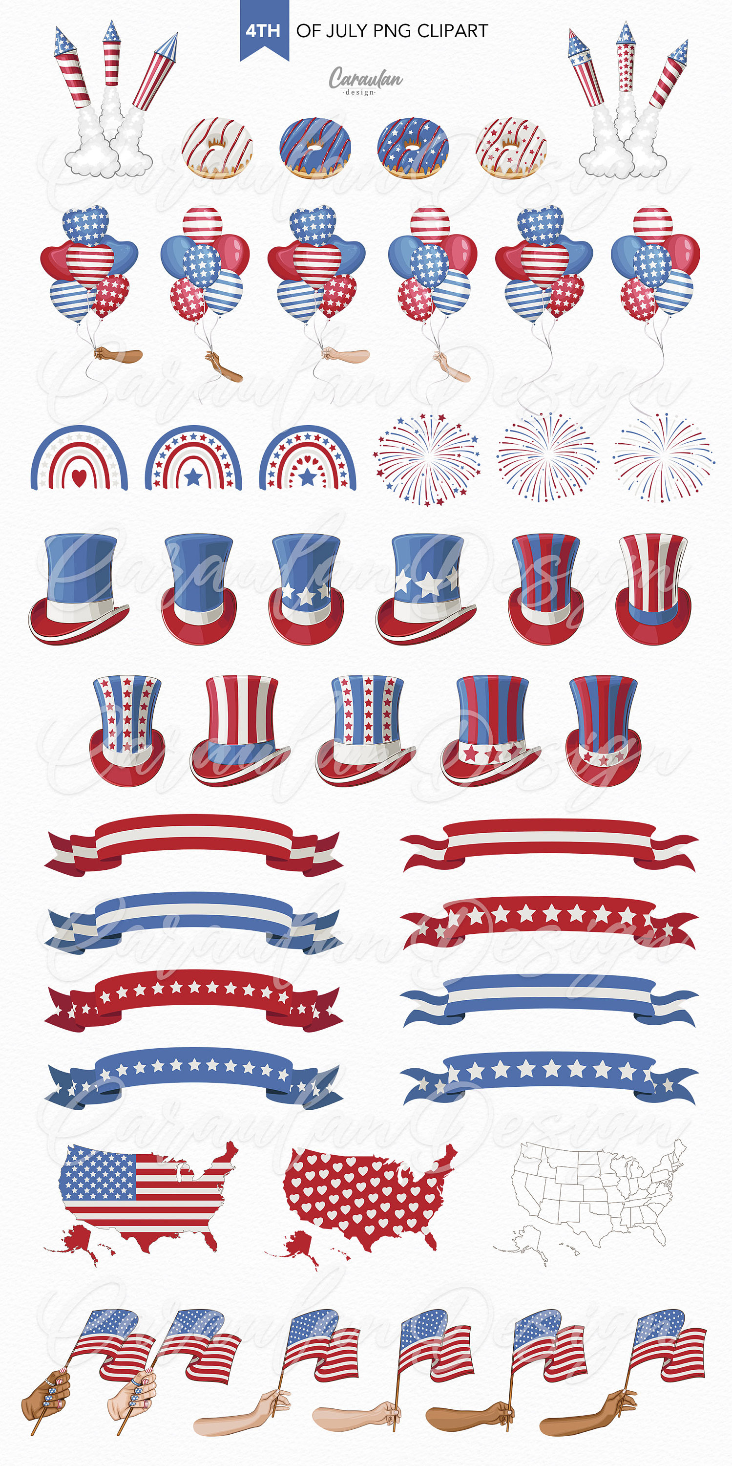 4th of July Clipart, Independence Day Clipart, Patriotic Clipart ...