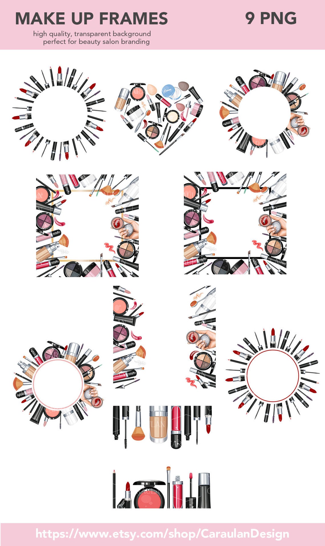 Makeup Clipart, Makeup Borders, Makeup Frames, Cosmetics Illustration ...