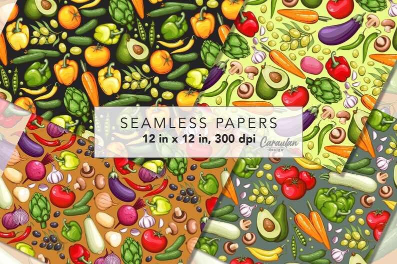 Vegetables Digital Paper, Veggies Papers, Farmers Scrapbook Paper ...