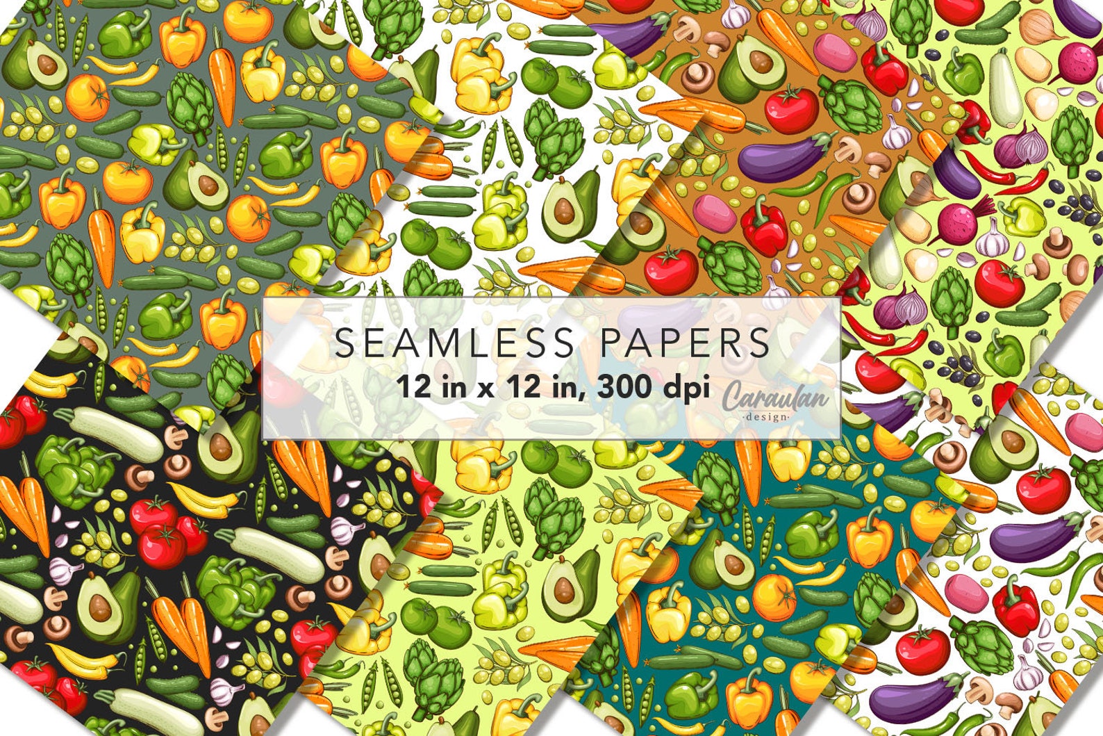 Vegetables Digital Paper, Veggies Papers, Farmers Scrapbook Paper ...