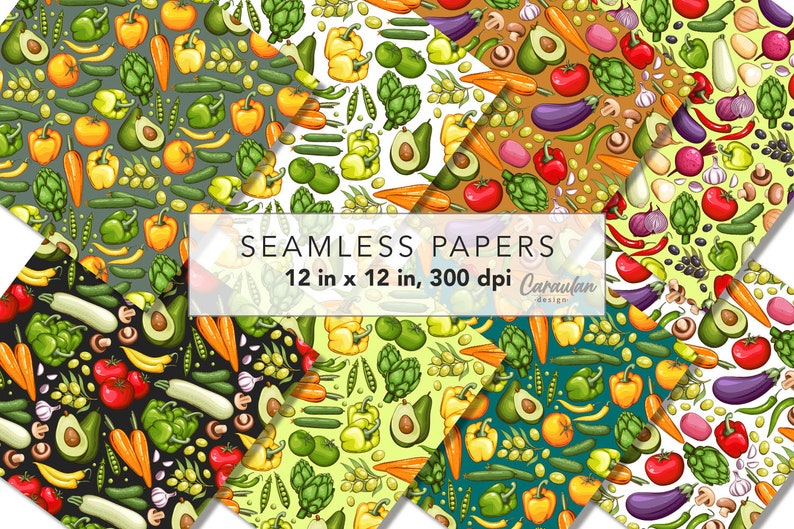Vegetables Digital Paper, Veggies Papers, Farmers Scrapbook Paper ...