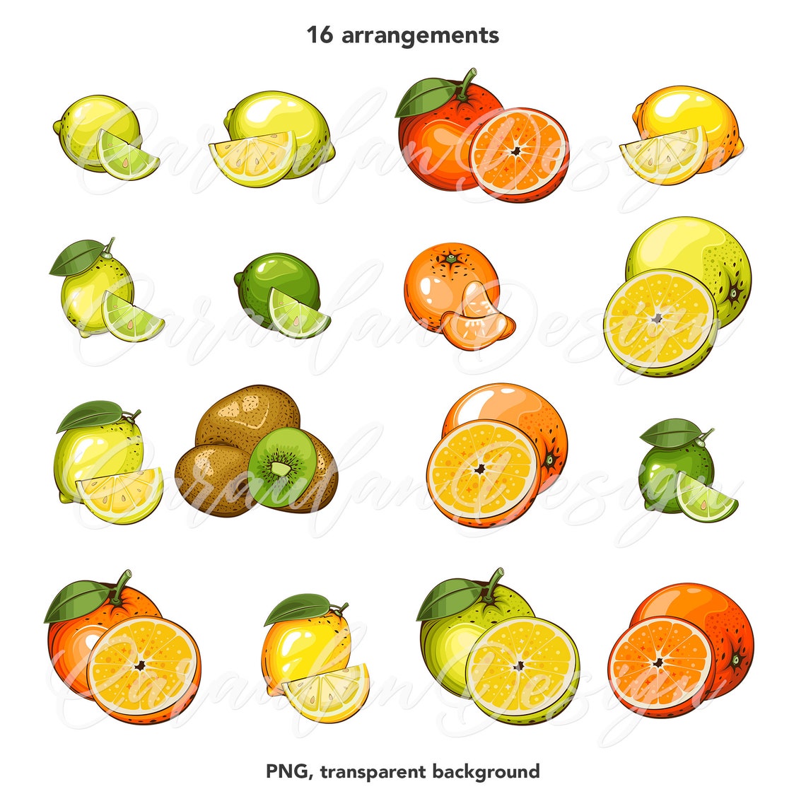 Fruits Clipart, Citrus Fruit Clipart, Lemons PNG, Fruits Illustration ...