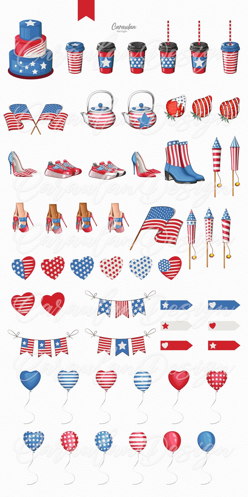 4th of July Clipart, Independence Day Clipart, Patriotic Clipart ...