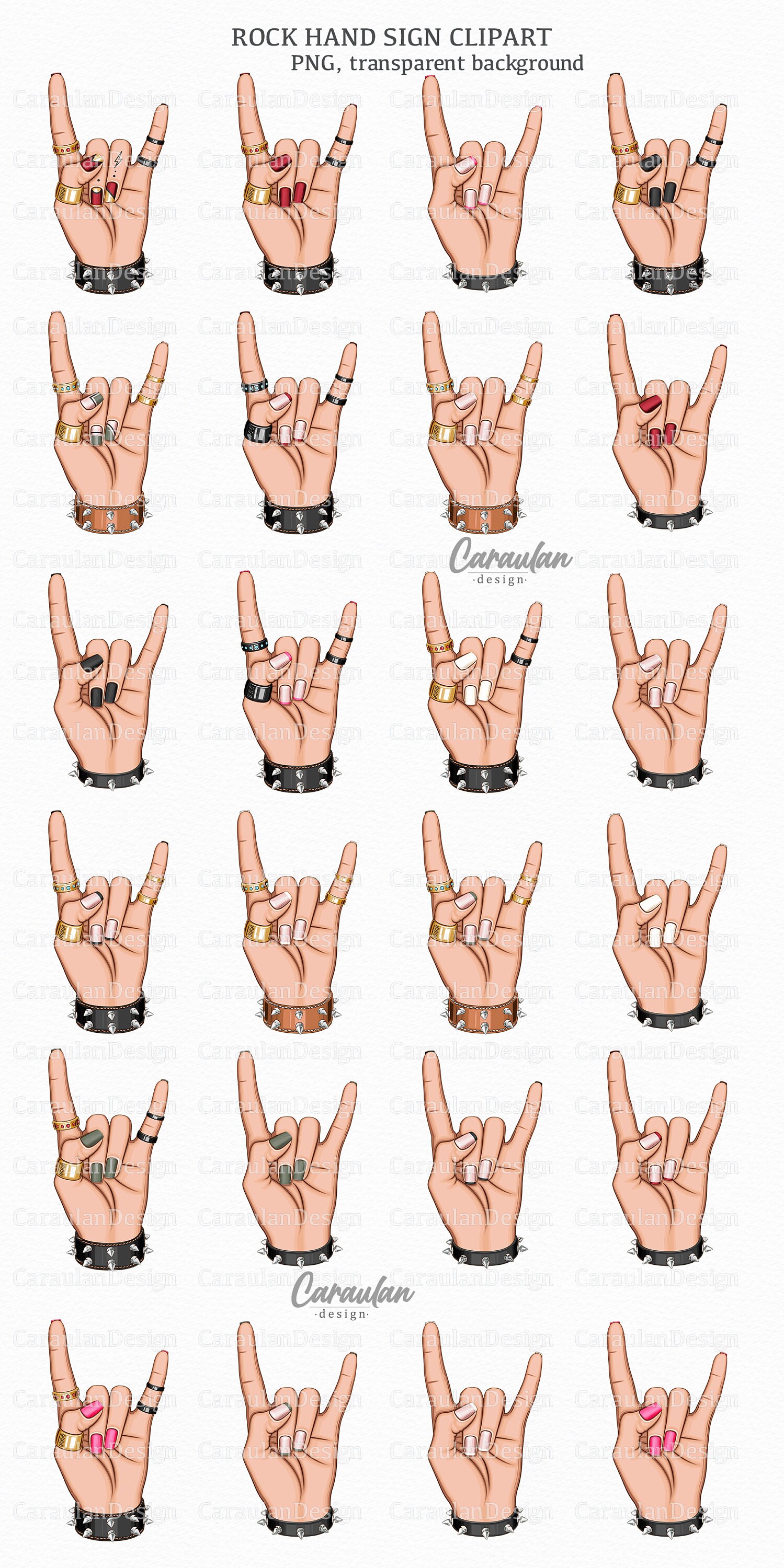 Hand Rock Sign, Manicure Clipart, Woman Hand Rock Gesture, Devil Horns ...